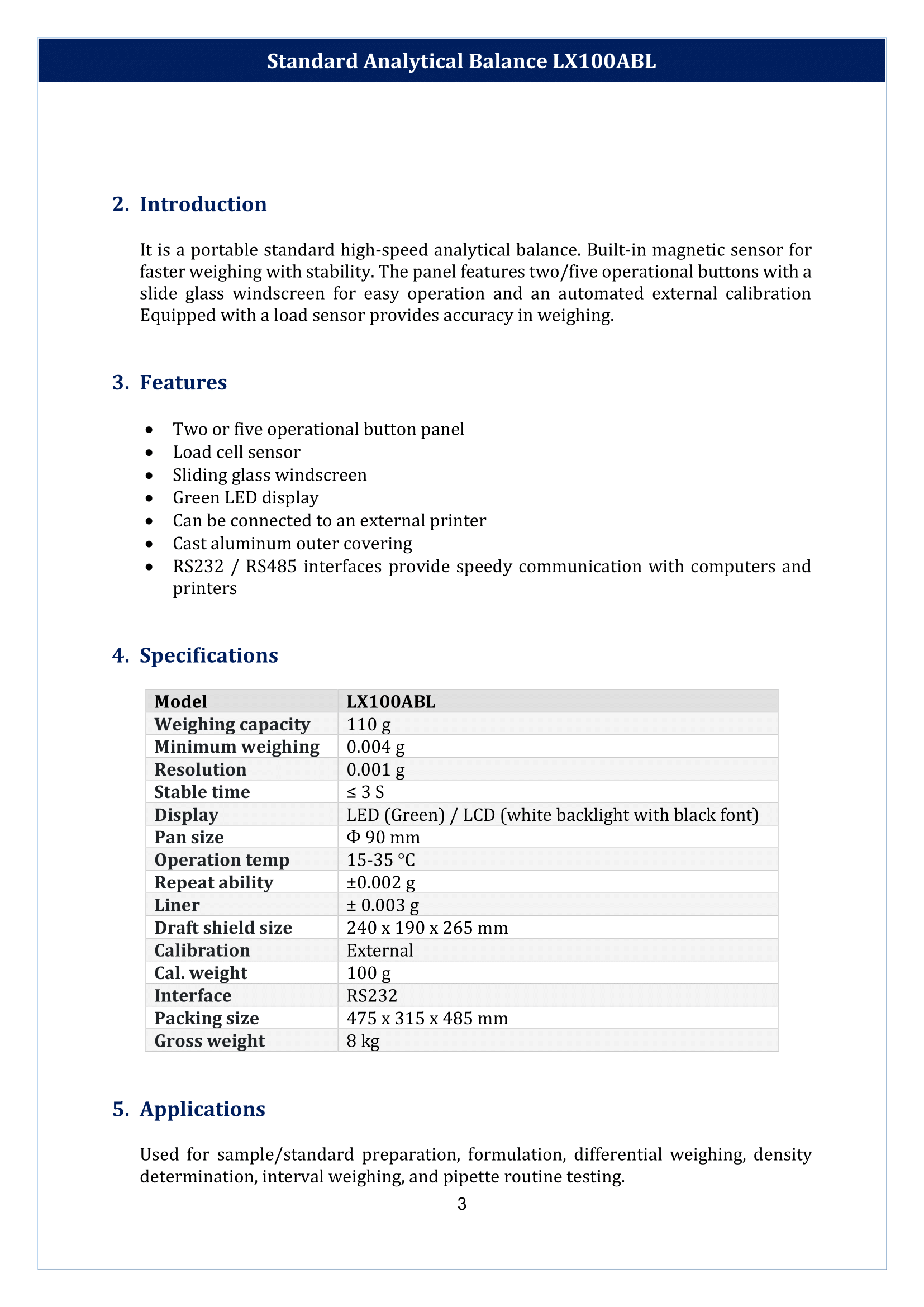 Standard Analytical Balance LX100ABL Manual | Labdex