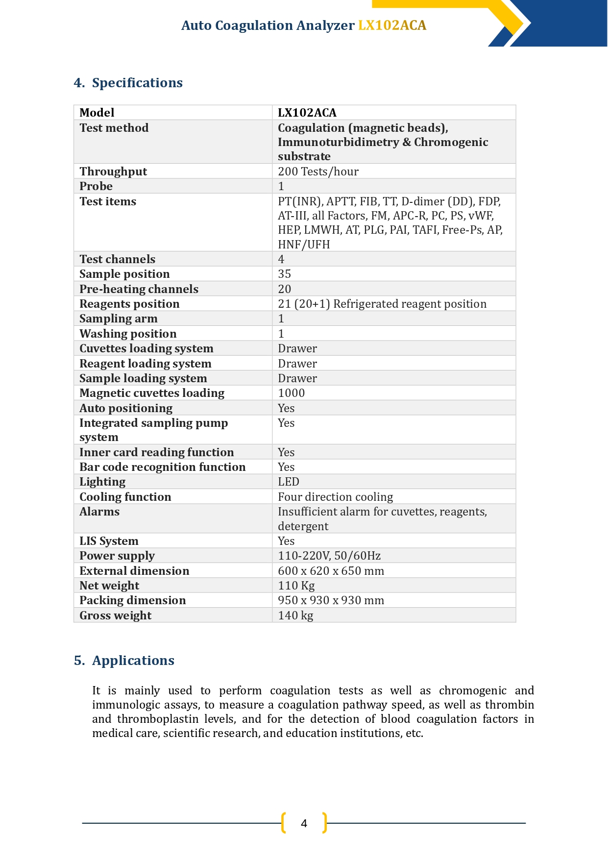 Auto Coagulation Analyzer LX102ACA Manual | Labdex